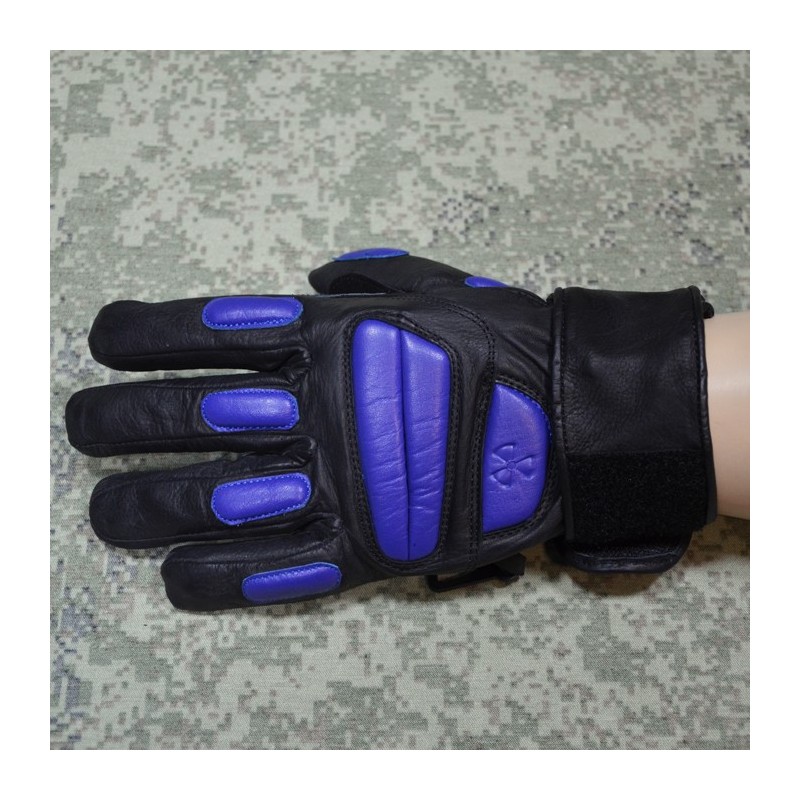 RZ Leather Stalker gloves, black-blue