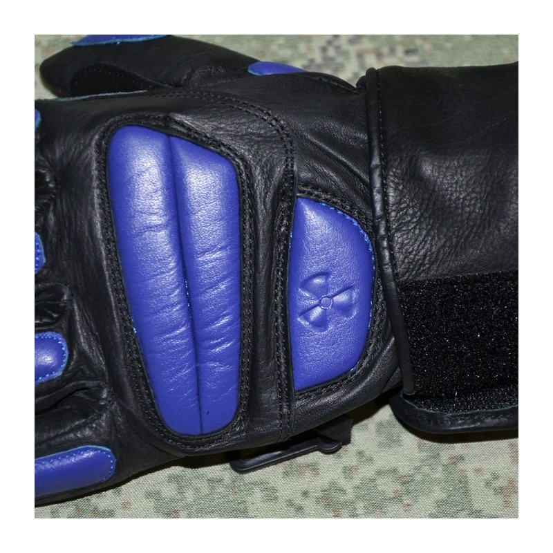 RZ Leather Stalker gloves, black-blue