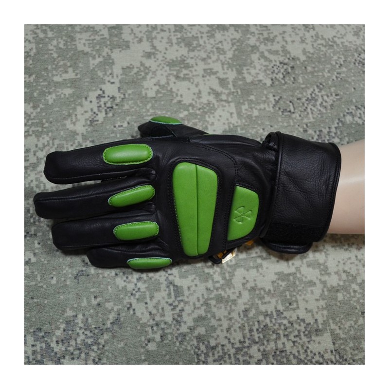 RZ Leather Stalker gloves, black-green
