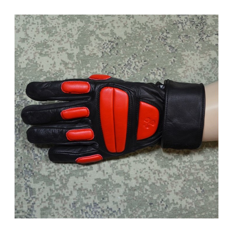 RZ Leather Stalker gloves, black-red