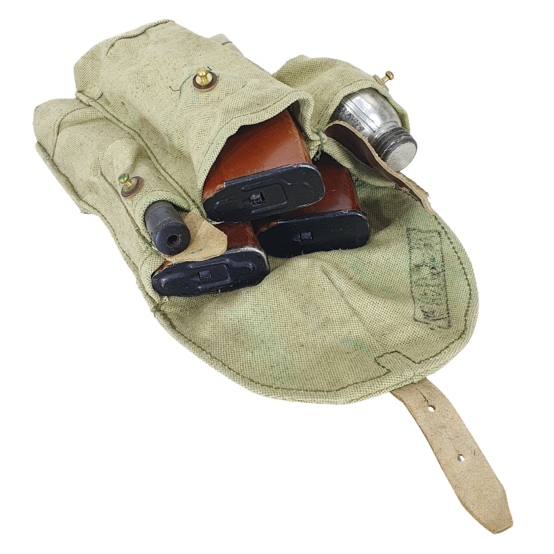 AK magazine pouch (3 mags capacity), brown leather, sand-green