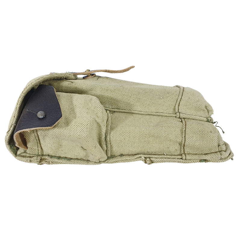 AK magazine pouch (3 mags capacity), black leather, sand-green