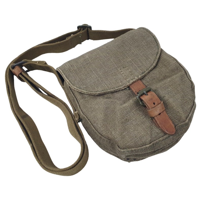 PPSh-41 drum magazine pouch, with shoulder strap, buckle, olive-green